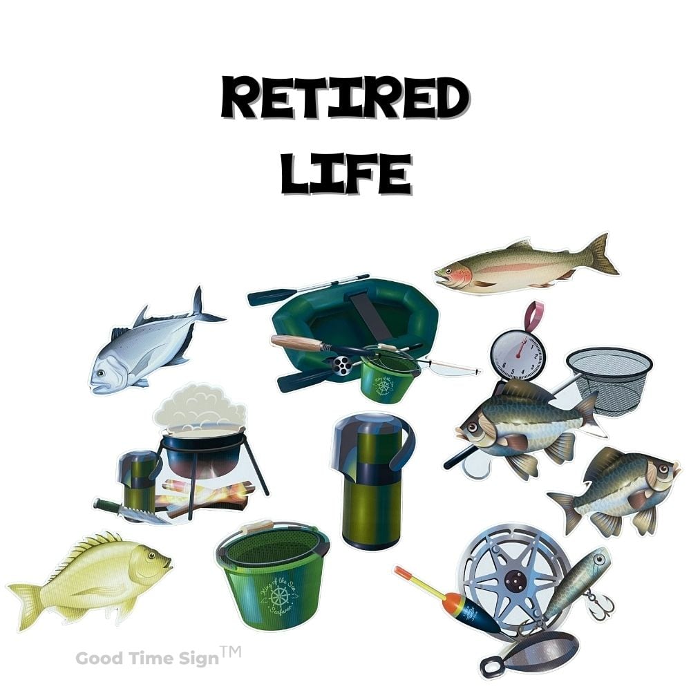 Retirement Yard Card Sign Rental - Fishing Theme – Good Time Sign